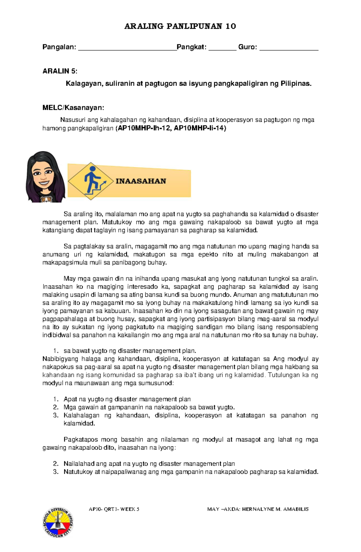 AP G10 WEEK 5 - araling panlipunan week 5 - ARALING PANLIPUNAN 10 AP10 ...