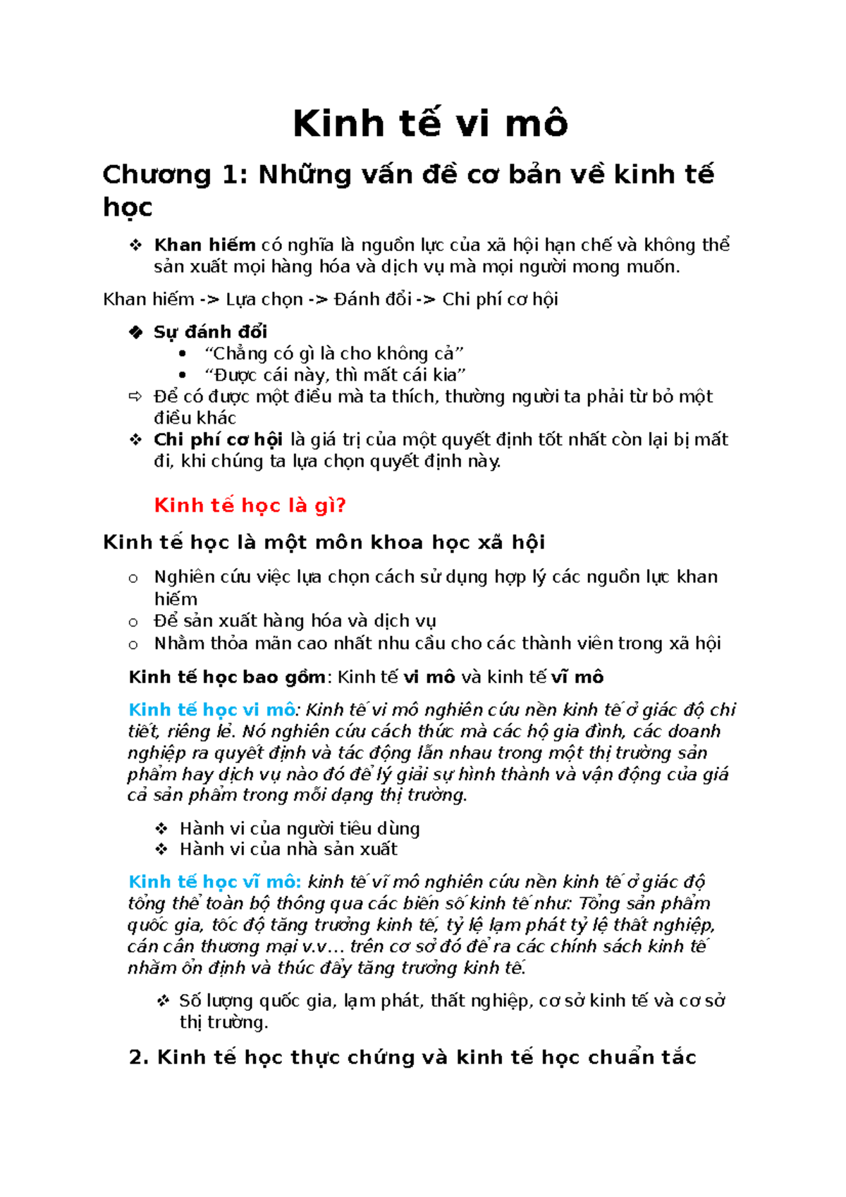 Ôn-tập-KTVM - ôn tập ktvm - Kinh tế vi mô Chương 1: Những vấn đề cơ bản về kinh tế học Khan hiếm ...