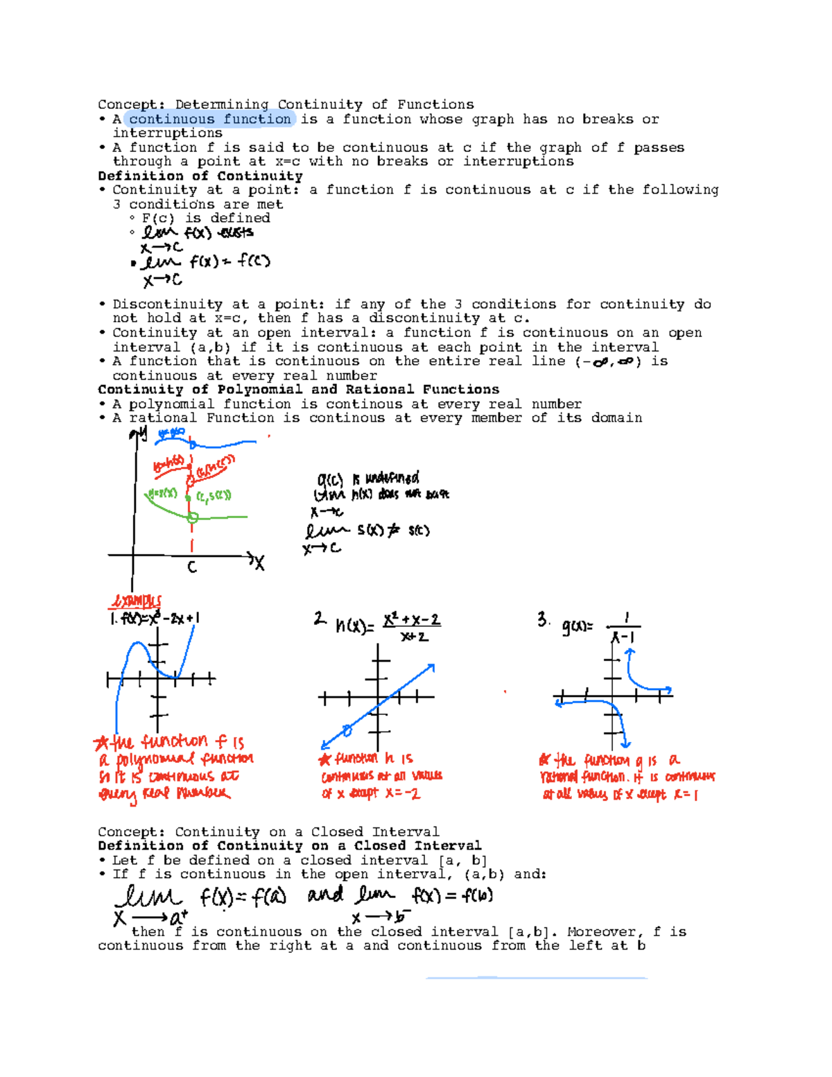 Continuity of Functions - Continuity at an open interval: a function f ...