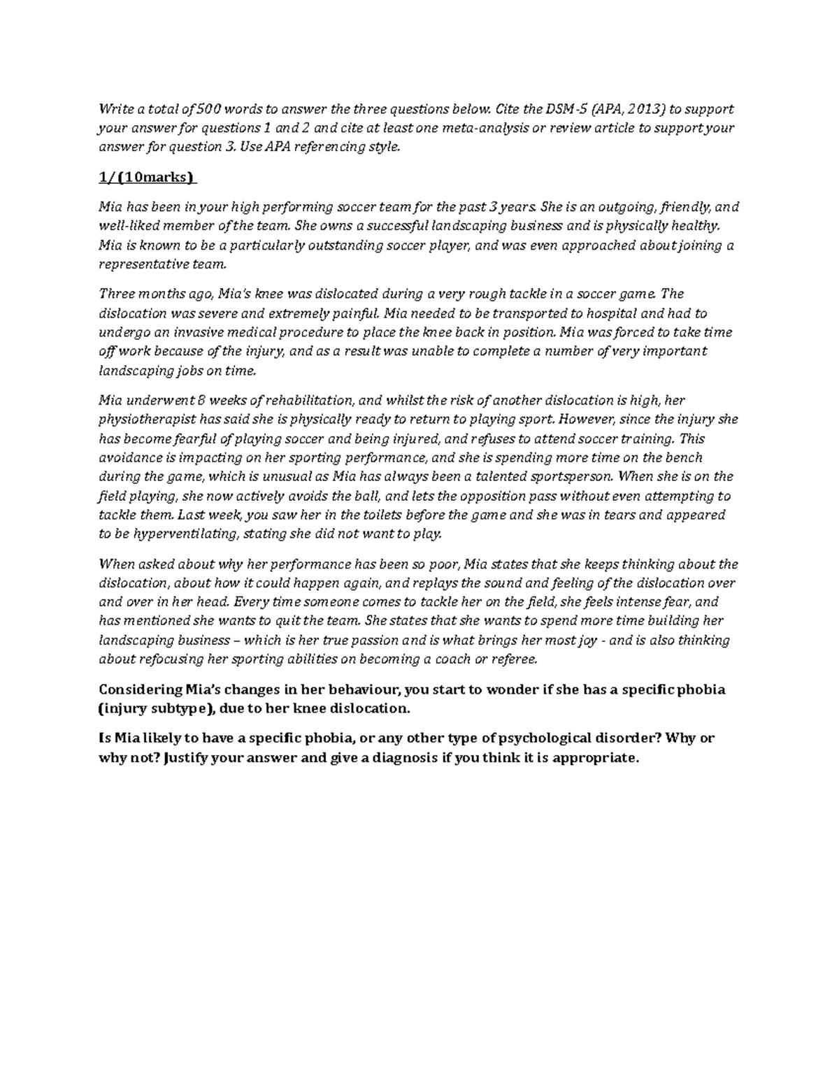 OLET1634 Anxiety and its disorders Assignment - Write a total of 500 ...