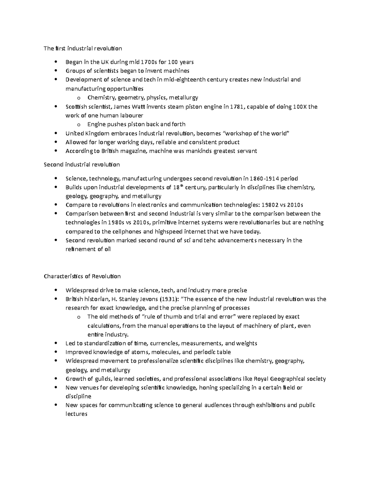 Module 4 HIST 2913 - The first industrial revolution Began in the UK ...