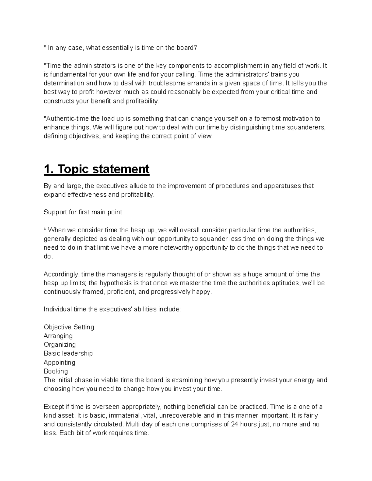 Time Management Time As A Valuable And Rare Asset[ESSAY PLANNING] - In ...