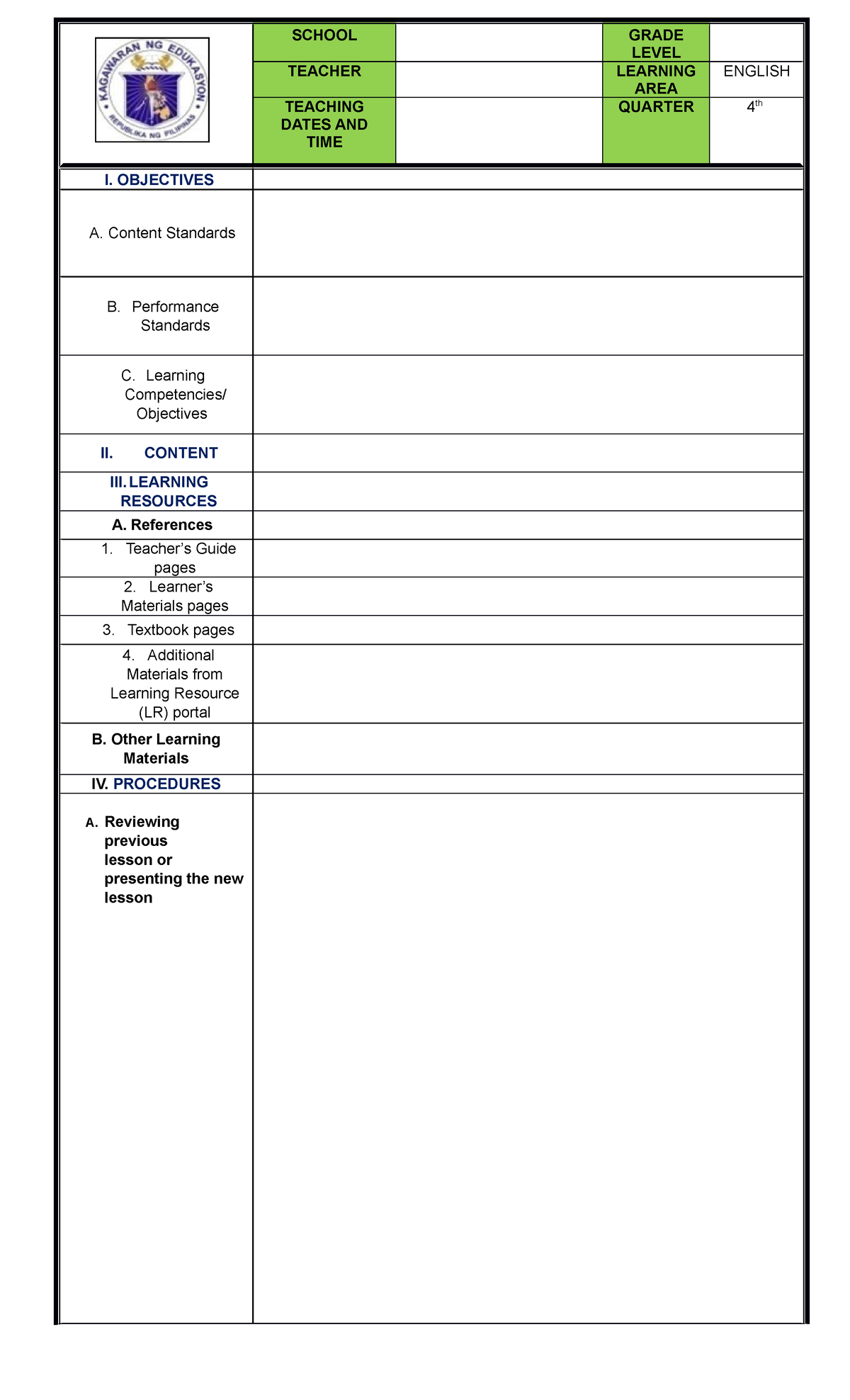 DLL- Template - aasdada - SCHOOL GRADE LEVEL TEACHER LEARNING AREA ...