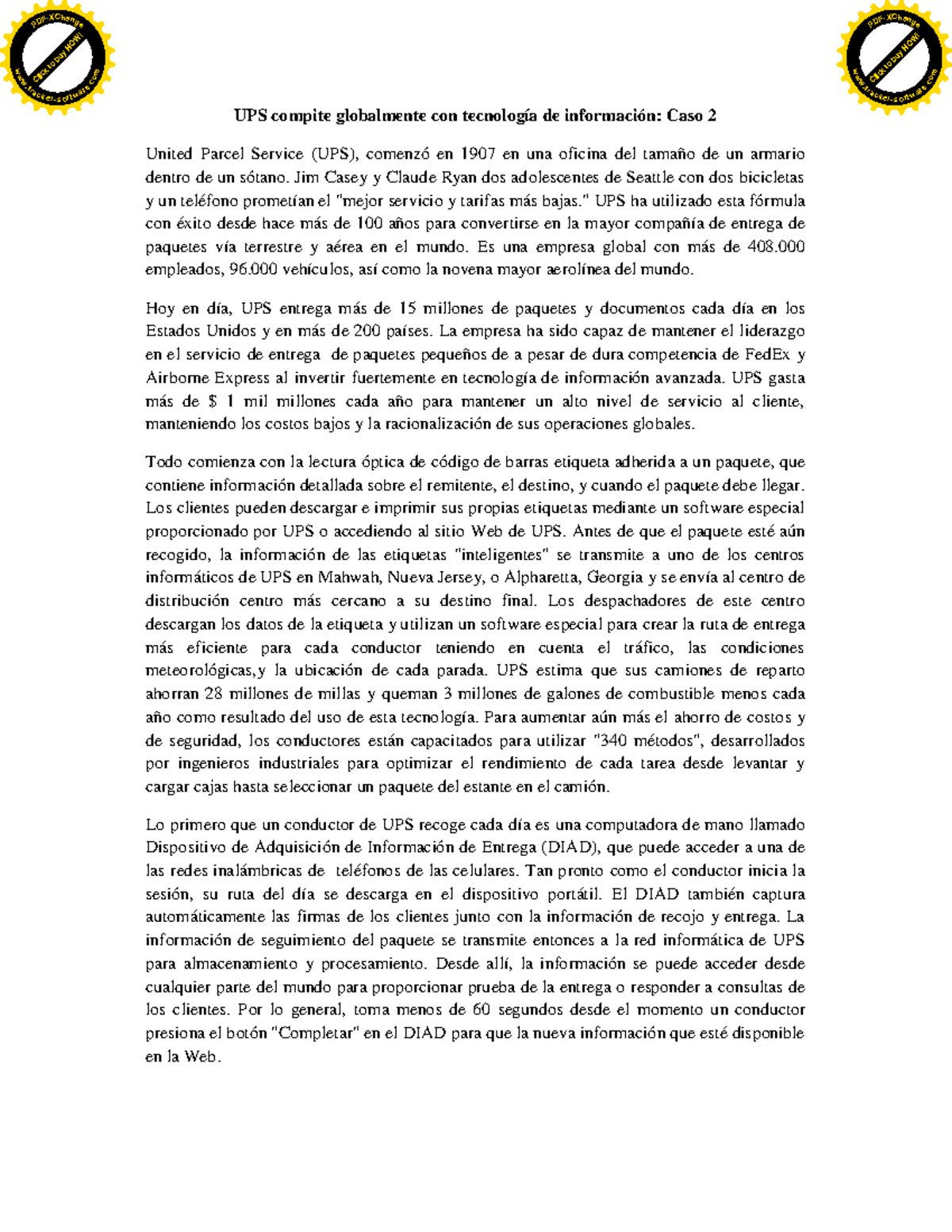 UPS compite globalmente con tecnologia de informacion Caso 2 - Jim ...