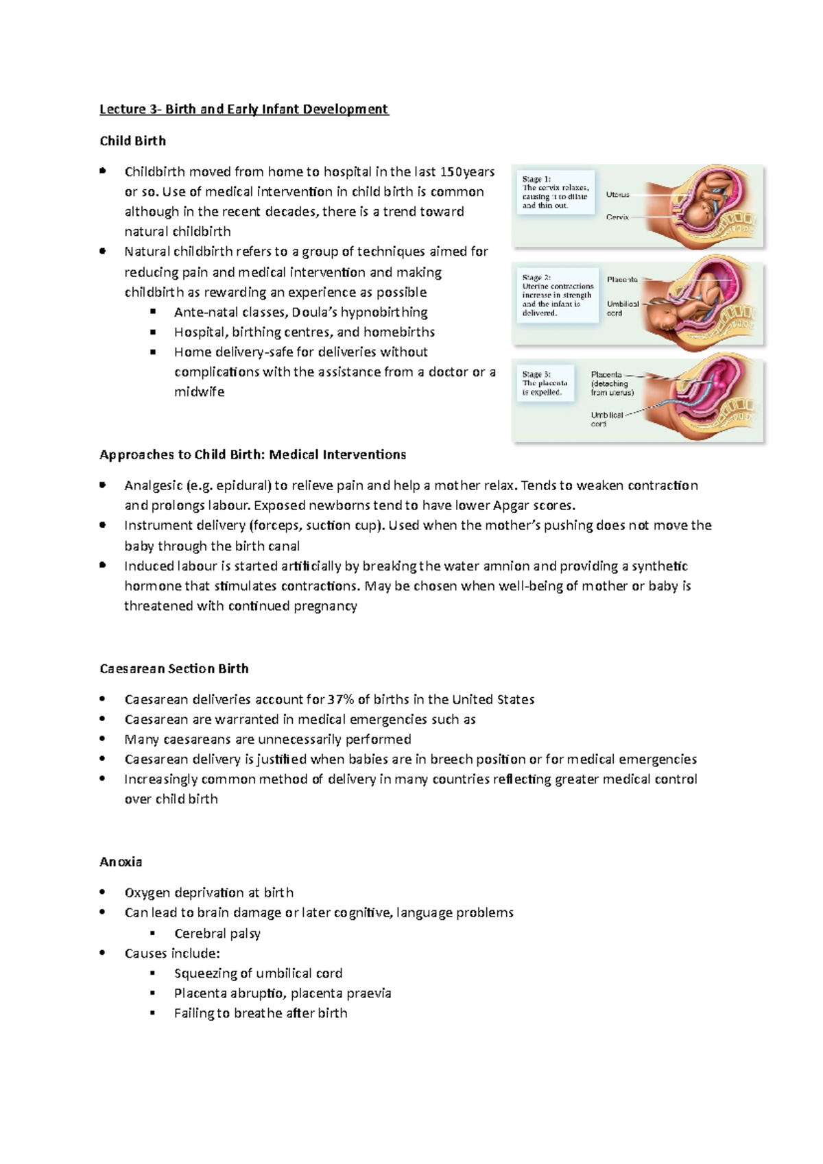 Lecture 3- Birth and Early Infant Development - Use of medical ...