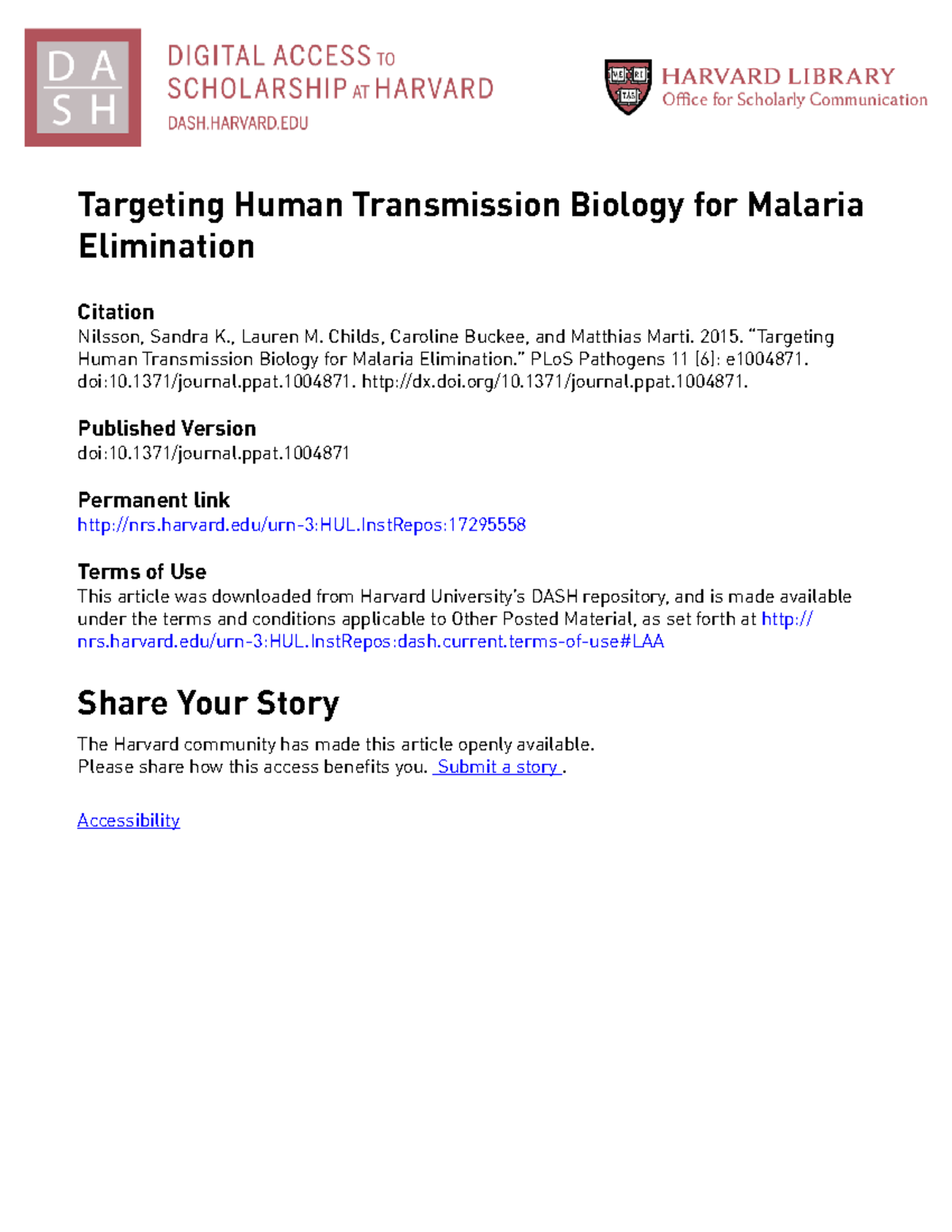 Targeting Human Transmission Biology for Malaria Elimination ...
