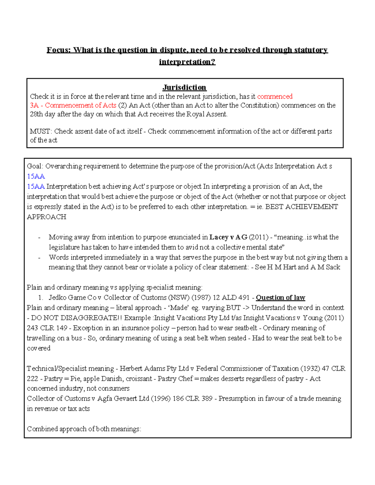 Interpretive Legislation Process Summary - Focus: What is the question ...