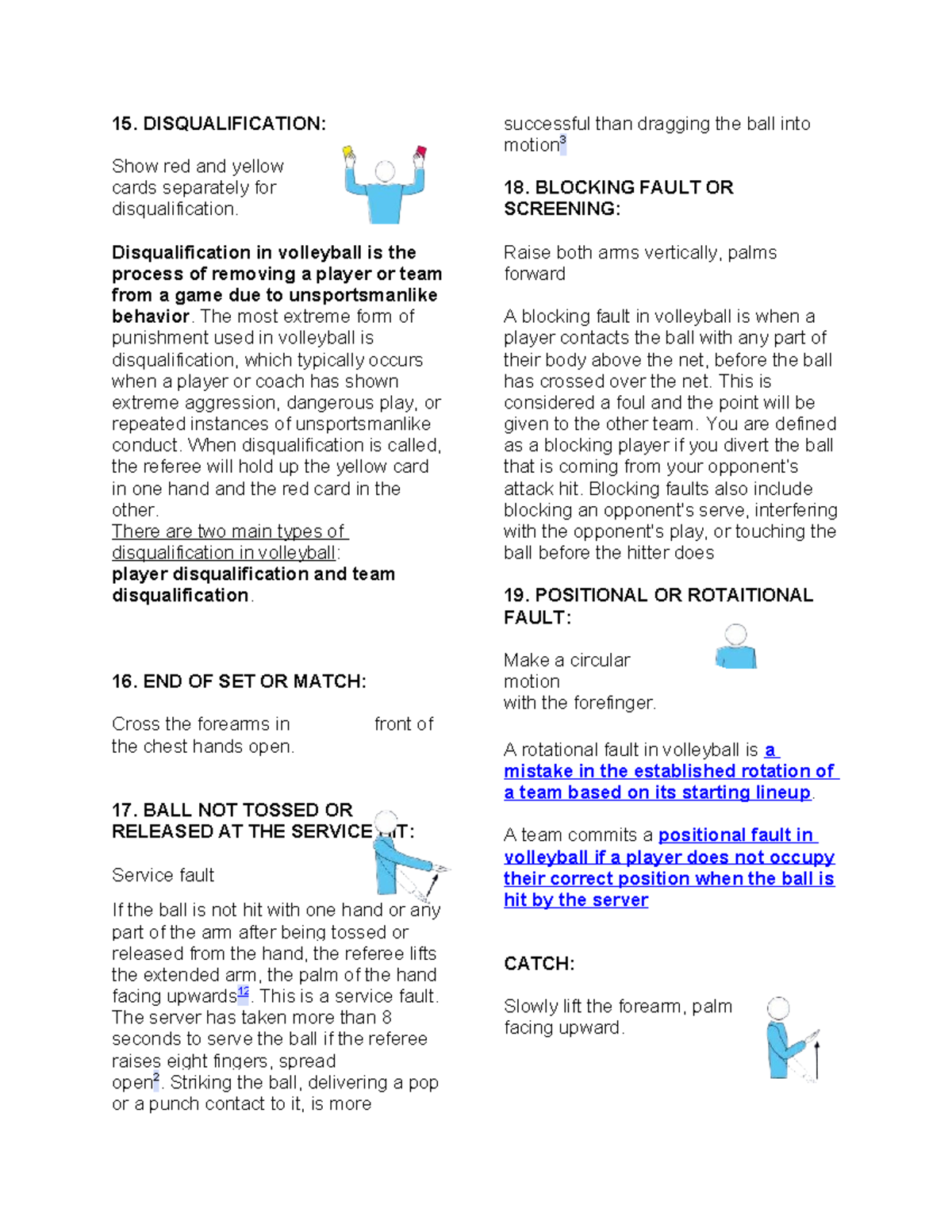 volleyball offcial hand signals - 15. DISQUALIFICATION: Show red and ...