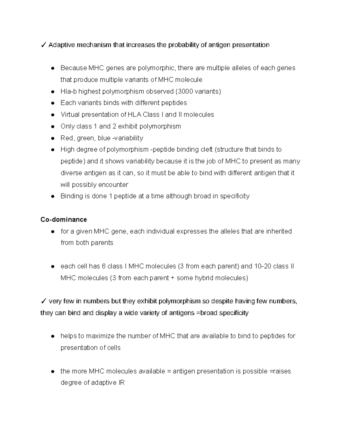 Major Histocompatibility Complex notes part 4 - Adaptive mechanism that ...
