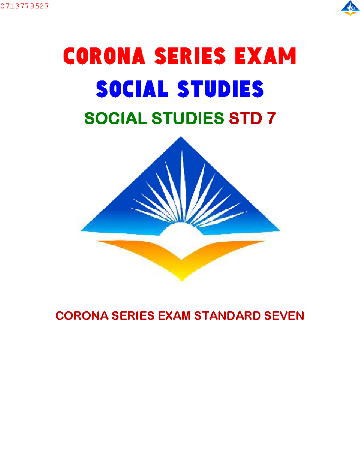 Social STD 7 Corona Series - CORONA SERIES EXAM SOCIAL STUDIES SOCIAL ...