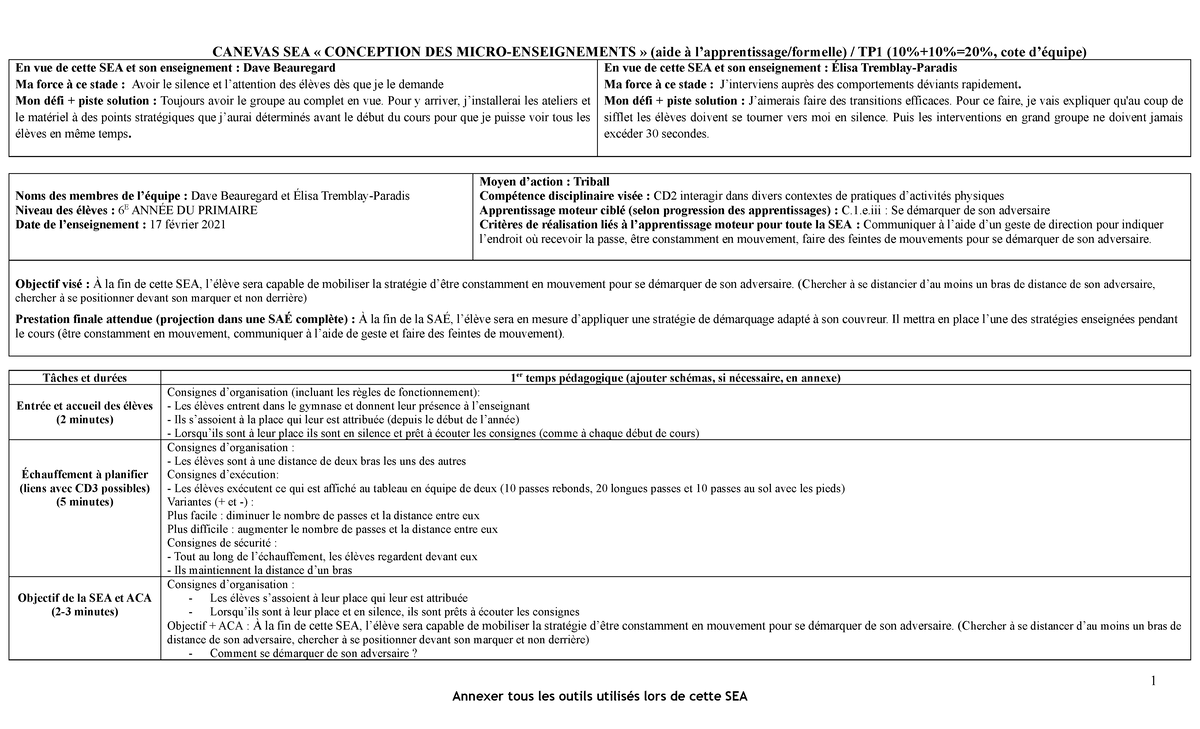 Canevas conception 3 - Alain Rousseau, travaux en classe - CANEVAS SEA ...