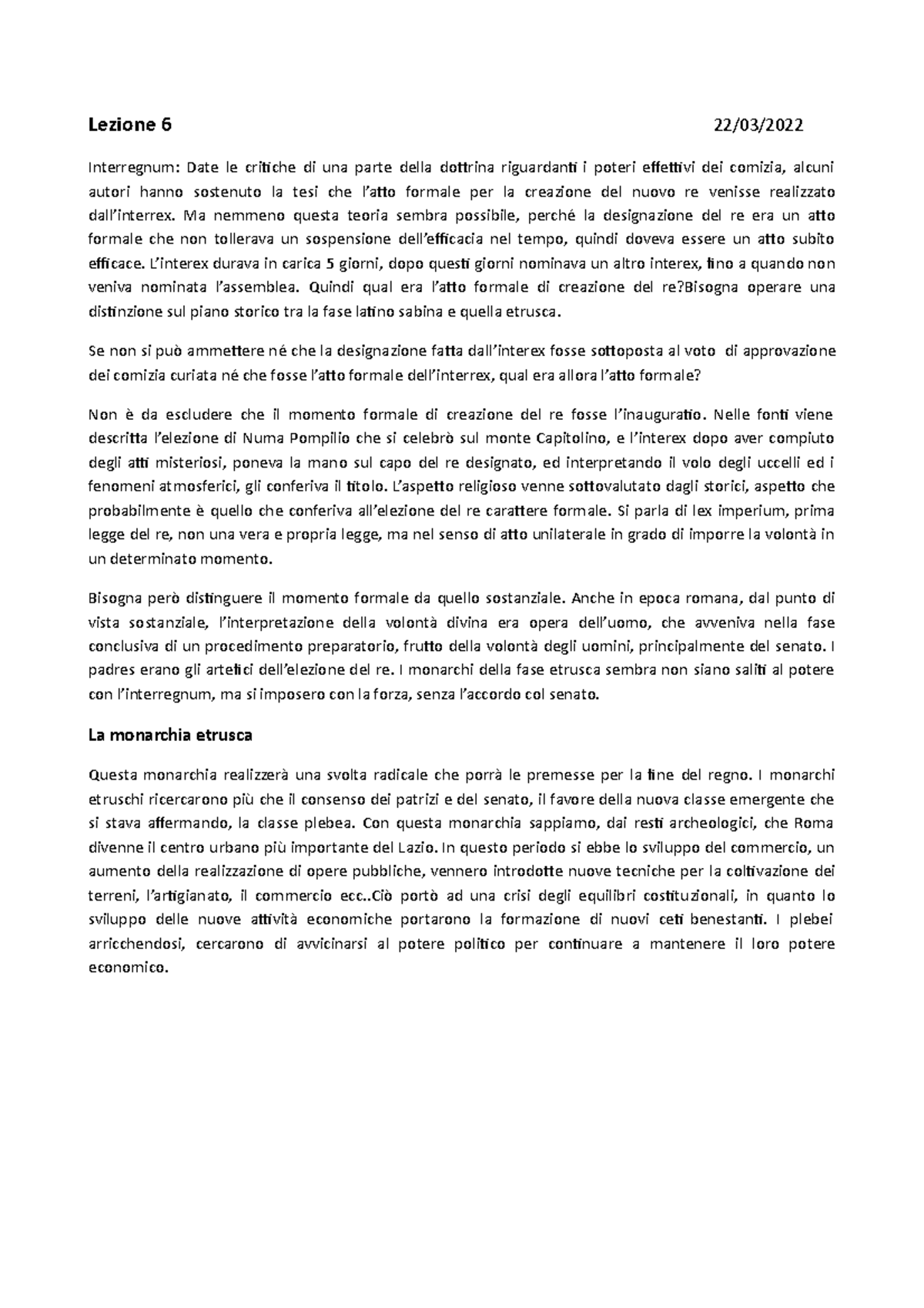 Lezione 6 - Lezione 6 22/03/ Interregnum: Date le critiche di una parte ...