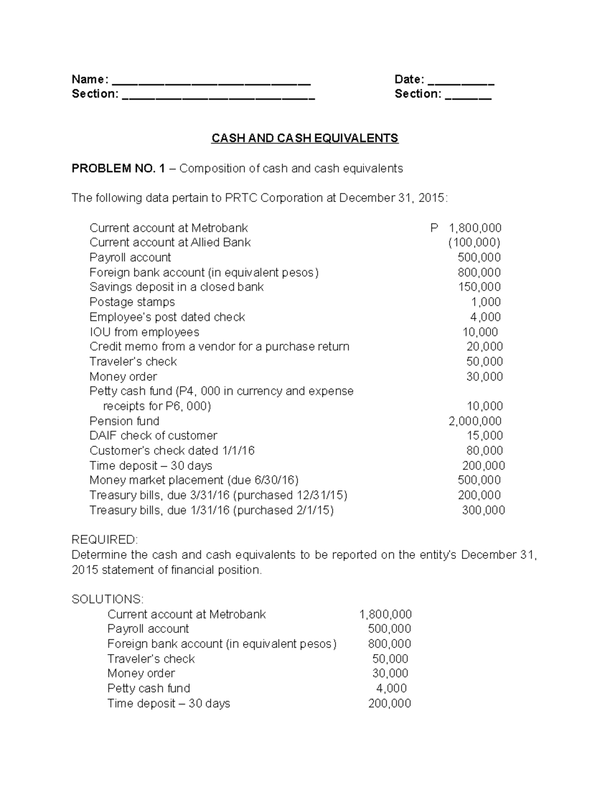 CCE answer key - auditing - Name: ______________________________ Date ...
