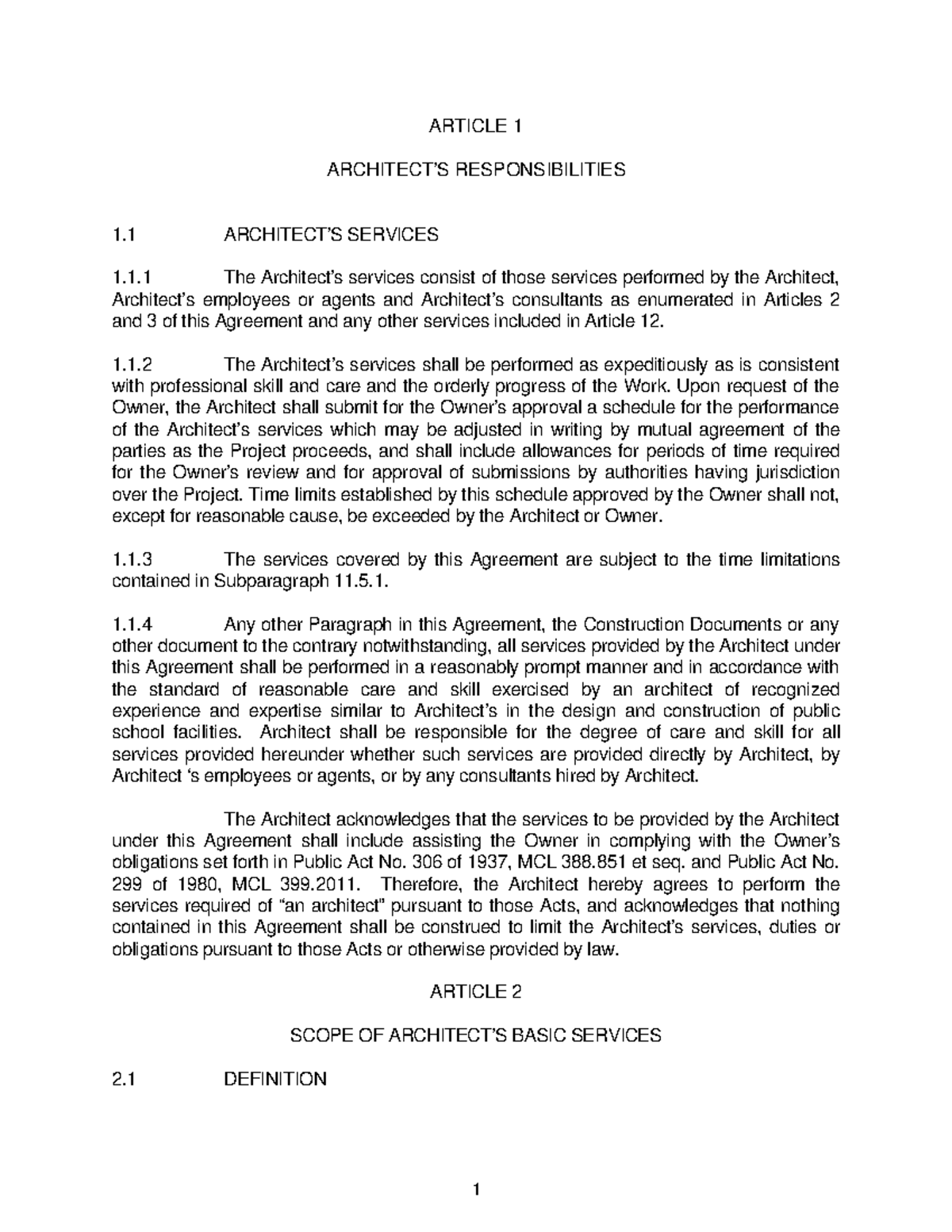 Architect 01 - professional practice - ARTICLE 1 ARCHITECT’S ...