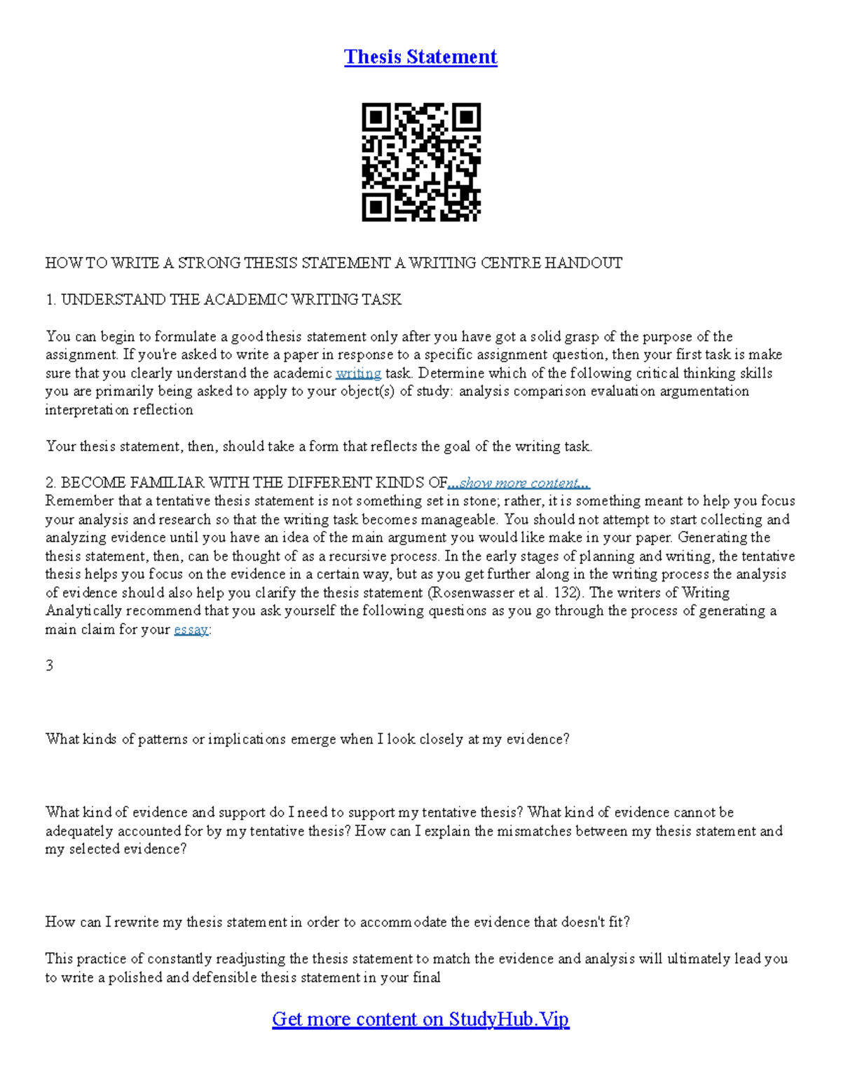 Process Essay Thesis Statement - Thesis Statement HOW TO WRITE A STRONG ...