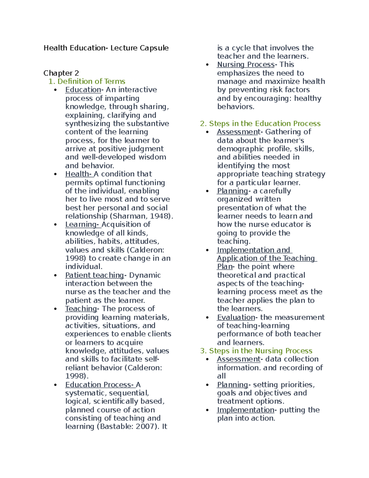 Health-Education-Reviewer - Health Education- Lecture Capsule Chapter 2 ...