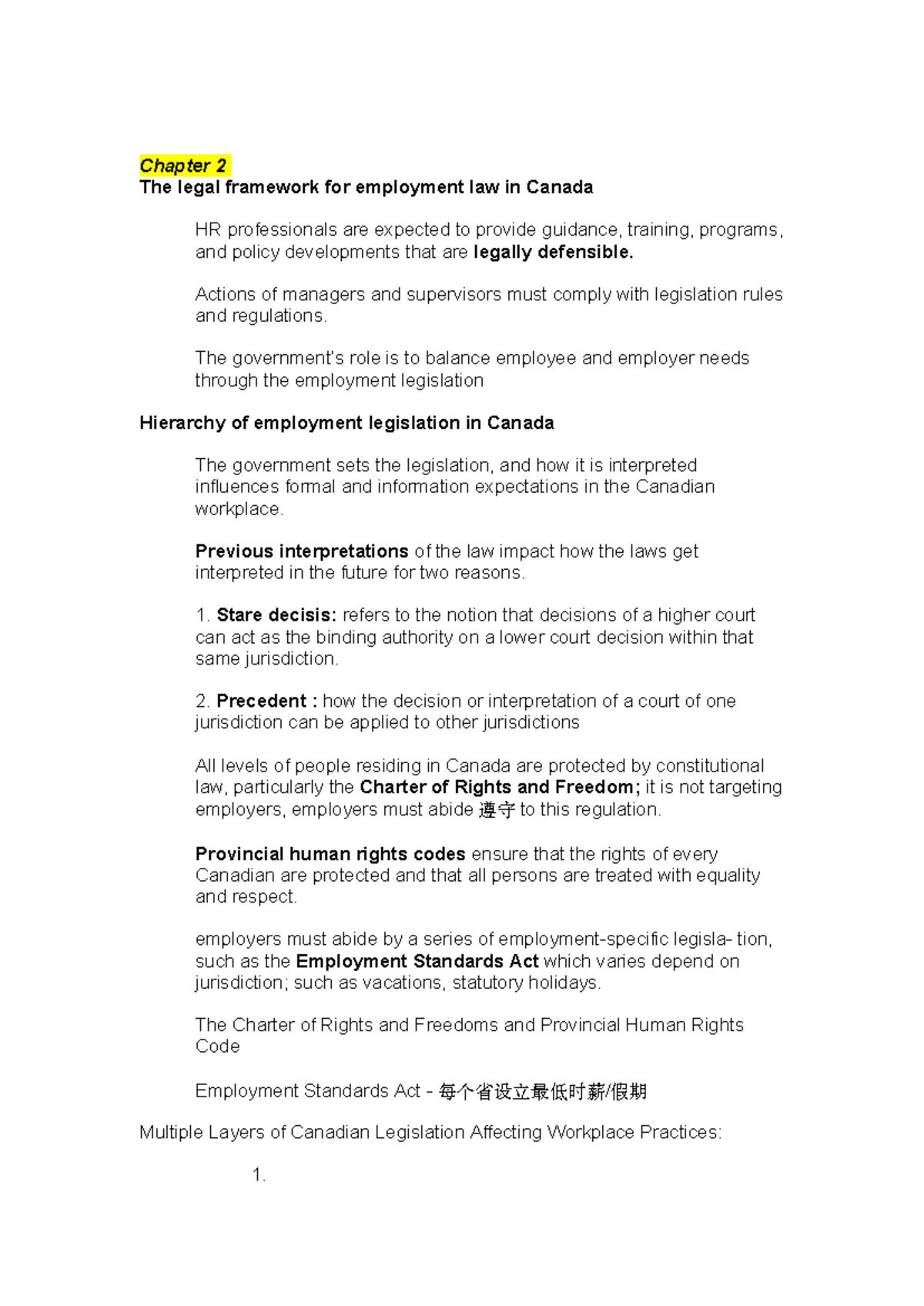 Mos Chapter 2 Review - mos 1021 - Chapter 2 The legal framework for ...