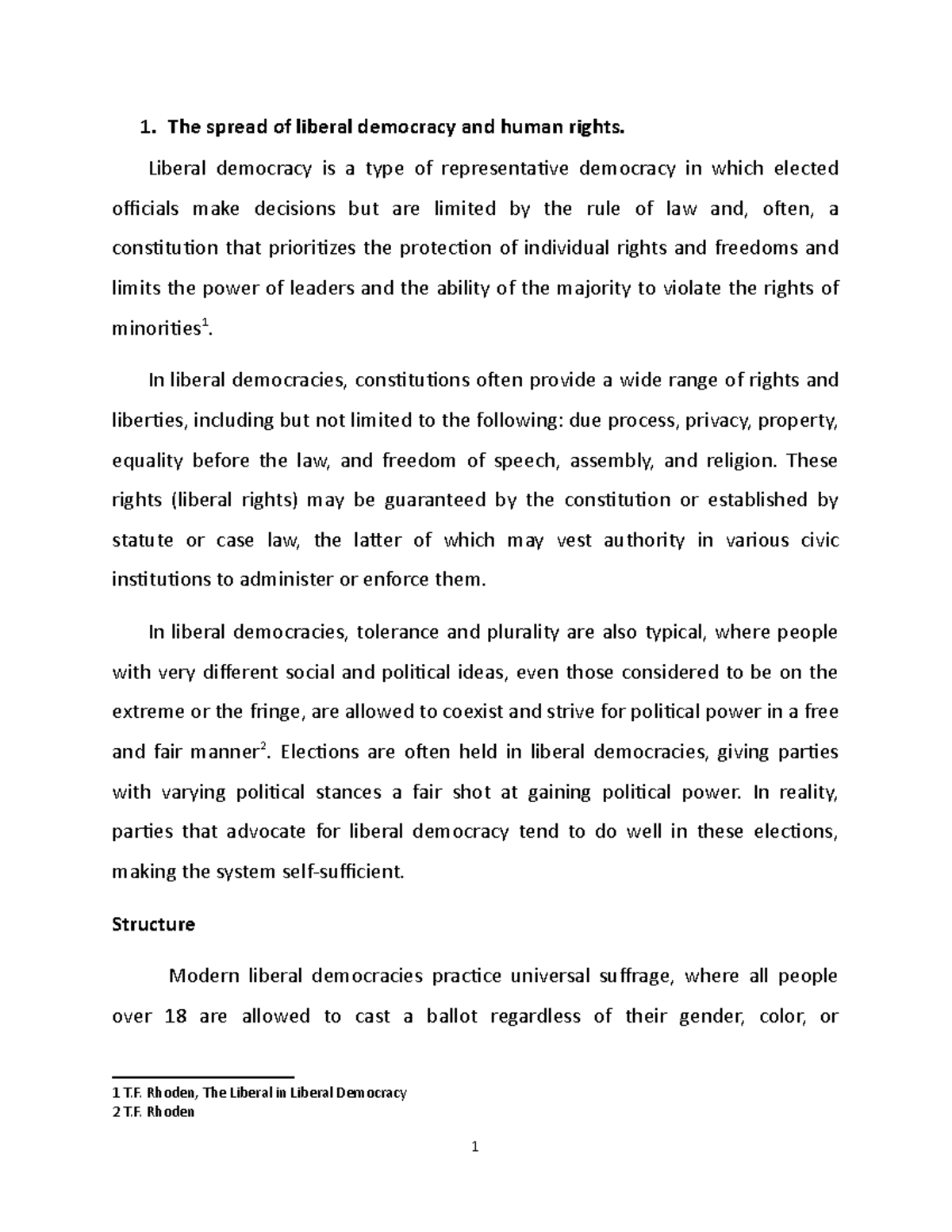Globalisation power and politics - The spread of liberal democracy and ...