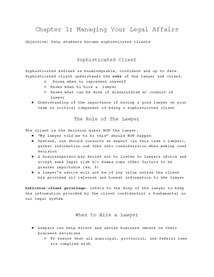 Law Chapter Notes - Summary Business and Consumer Law SFW ...
