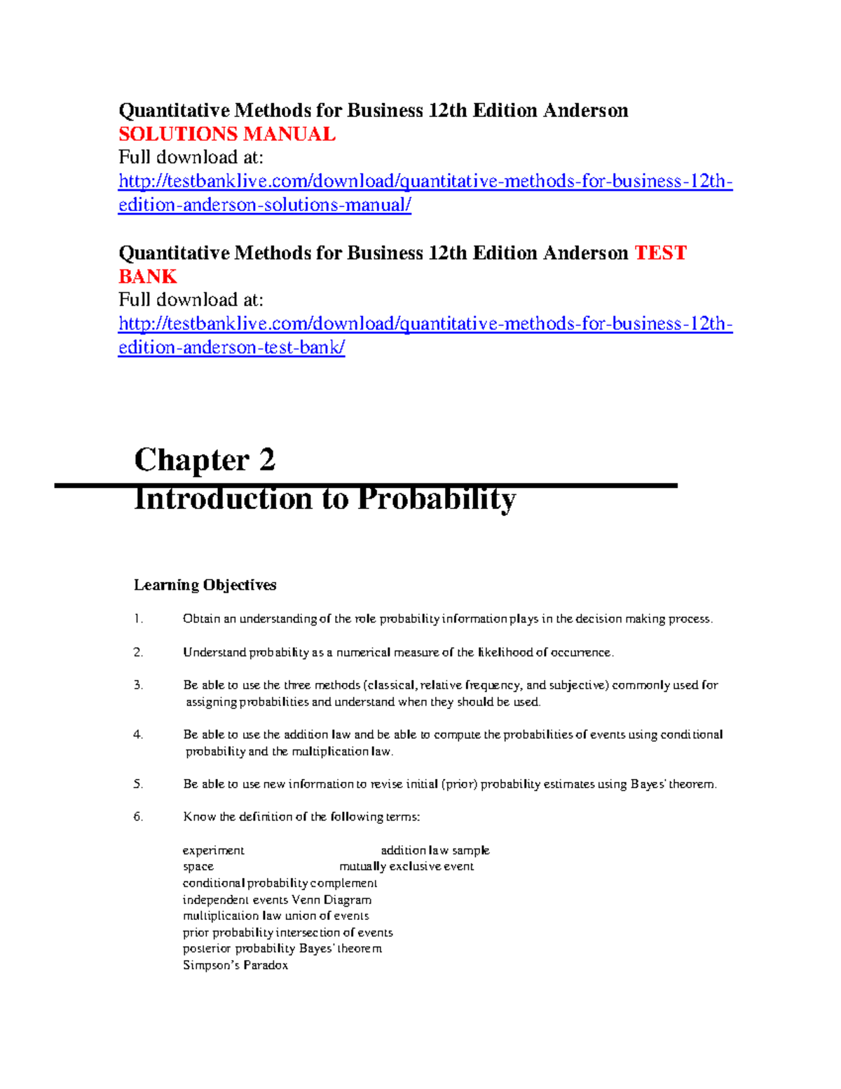 Quantitativemethodsforbusiness 12theditionandersonsolutionsmanual ...