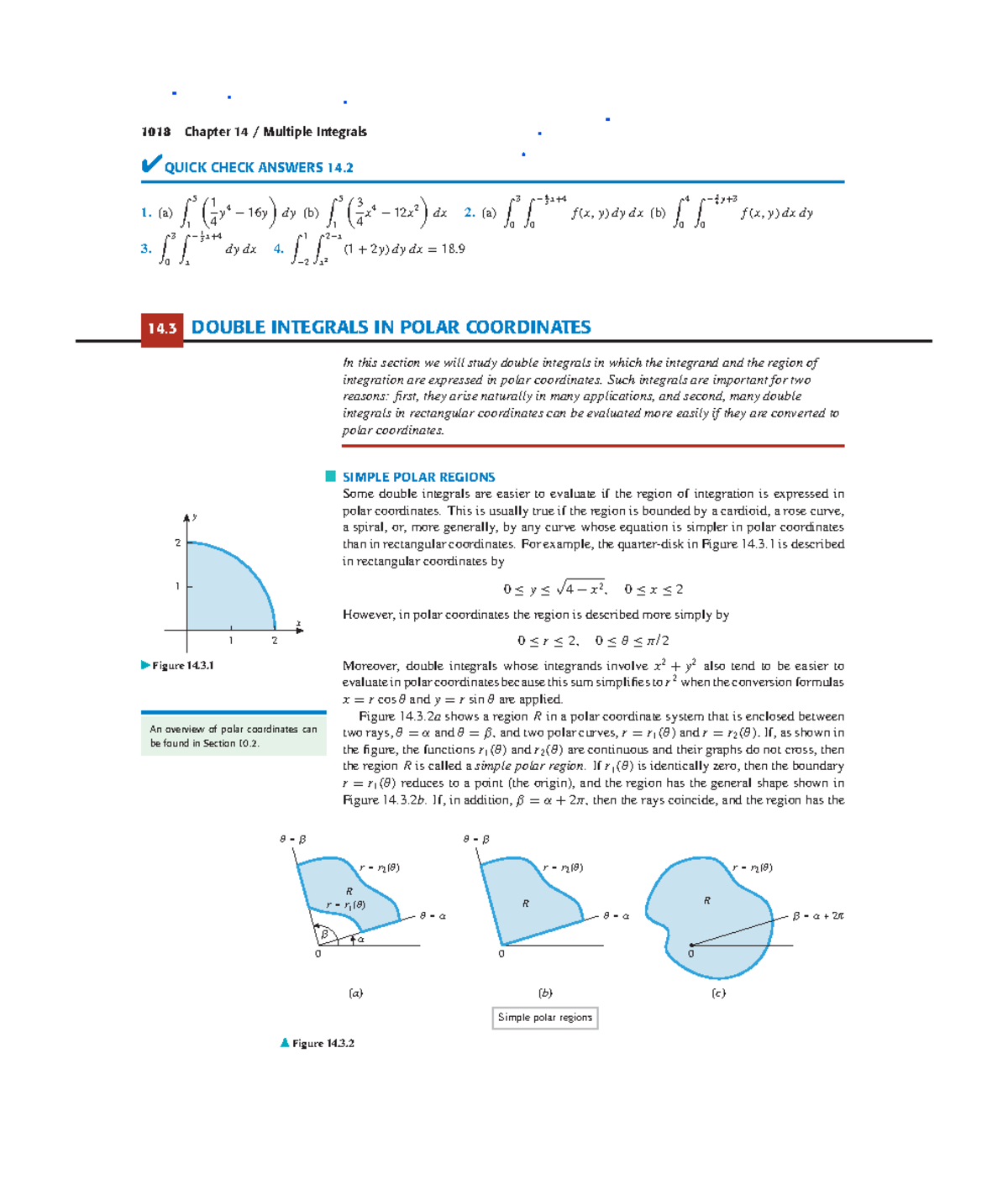 Math work ch14-2 - Math work - 1018 Chapter 14 / Multiple Integrals QUICK CHECK ANSWERS 14. 1 ...
