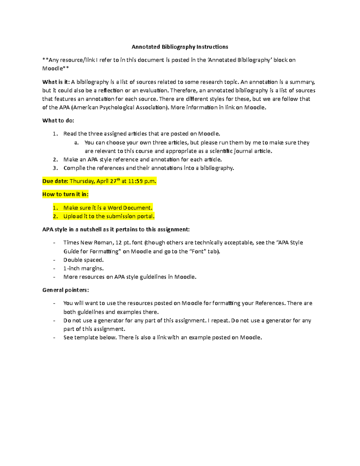 Annotated Bibliography Instructions - An annotation is a summary, but ...