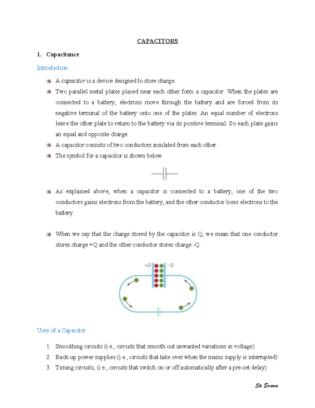 Capacitors - CAPACITORS Capacitance Introduction A capacitor is a ...