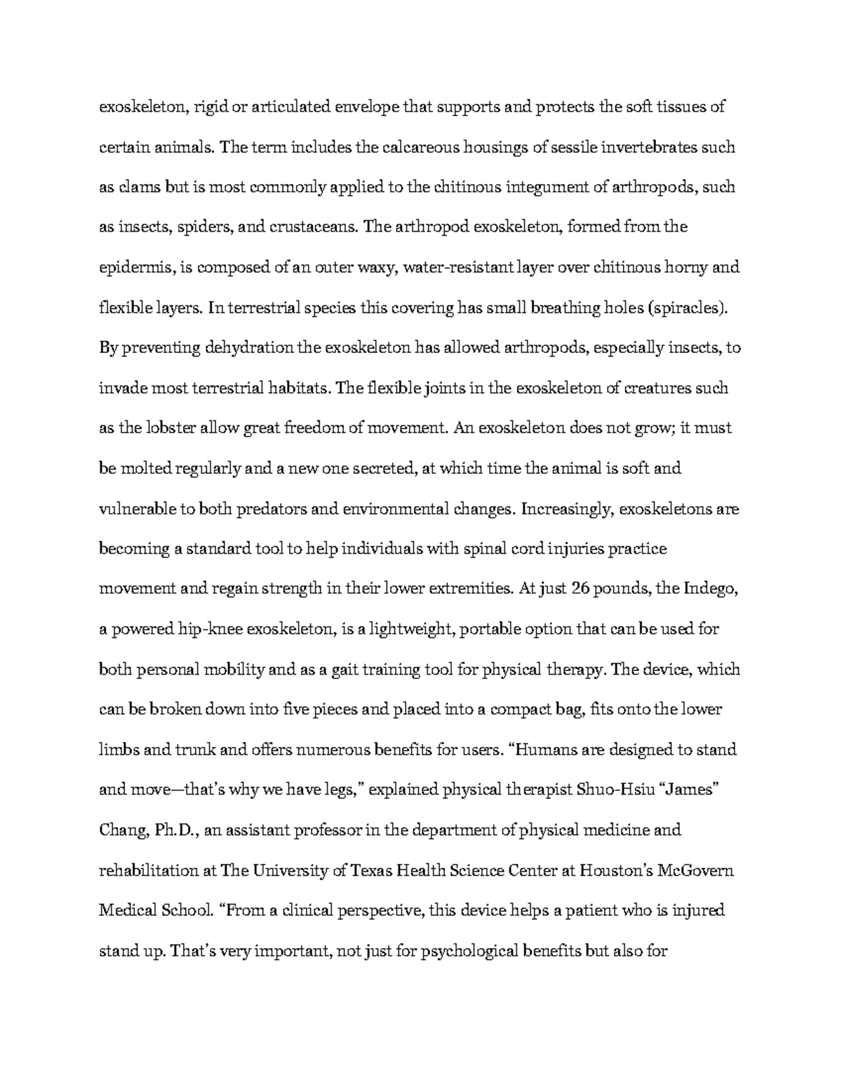 Exoskeleton - notes - exoskeleton, rigid or articulated envelope that ...