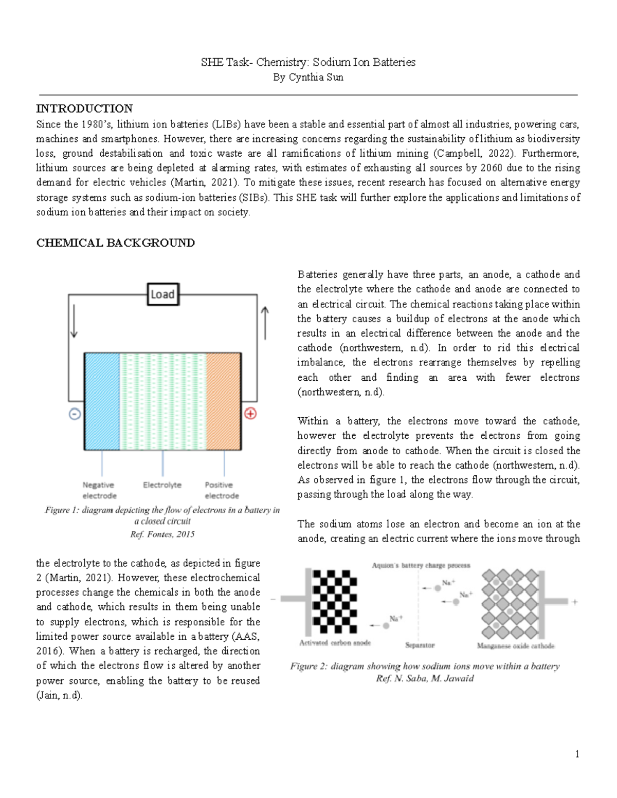 SHE task sodium ion batteries - SHE Task- Chemistry: Sodium Ion ...