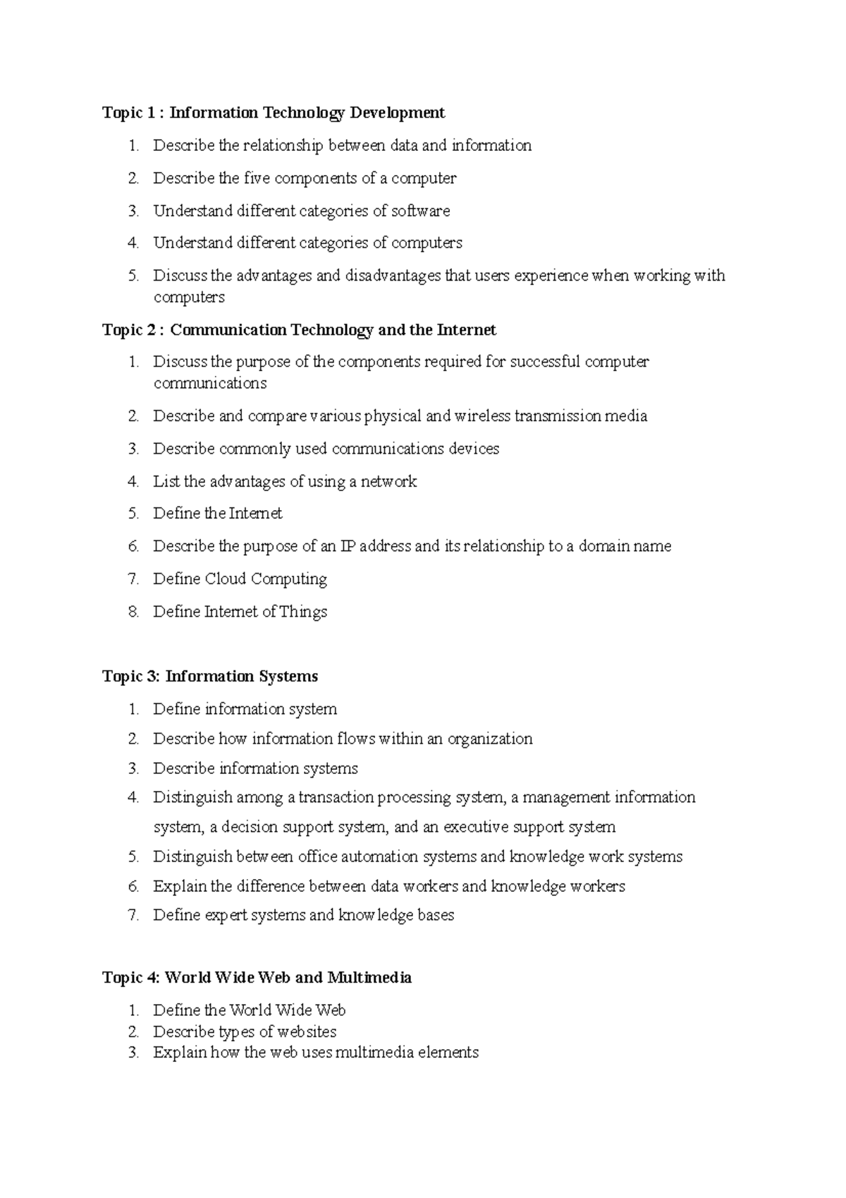 Computing Technology Lecturer notes - Topic 1 : Information Technology ...