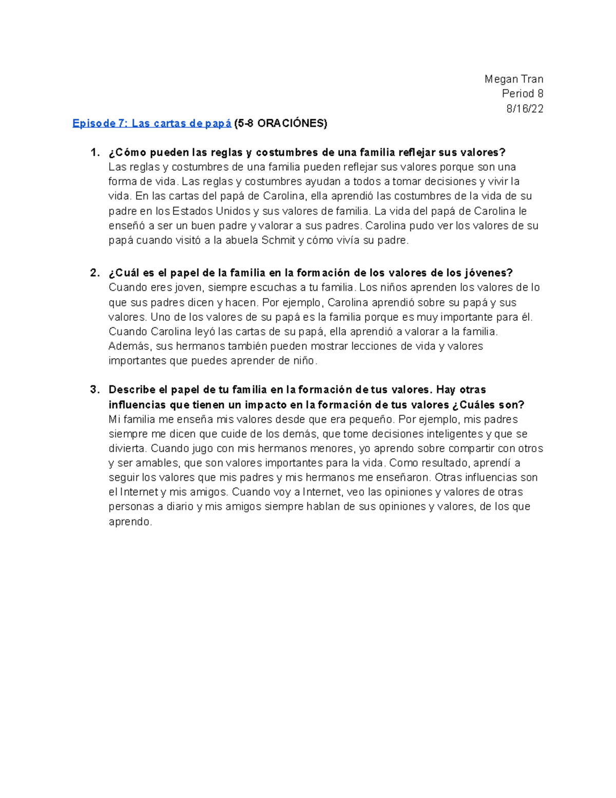 Duolingo Podcast Las cartas de papá - Megan Tran Period 8 8/16/ Episode ...
