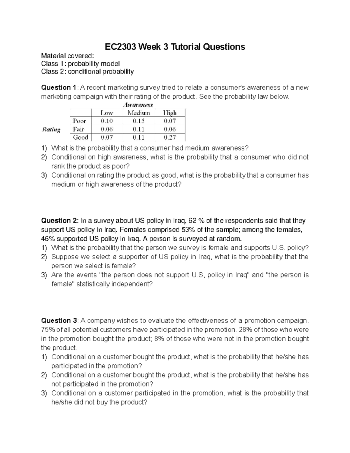 Week 3 tutorial - EC2303 Week 3 Tutorial Questions Material covered ...