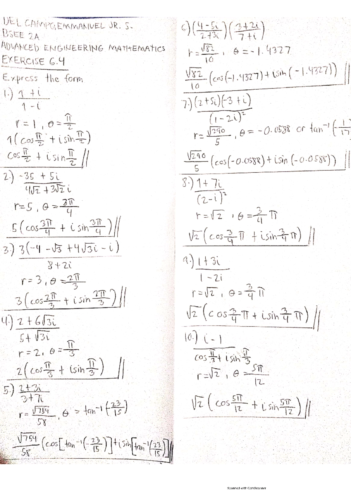 Exercise 6.4 - ADVANCED ENGINEERING MATHEMATICS - Electrical ...