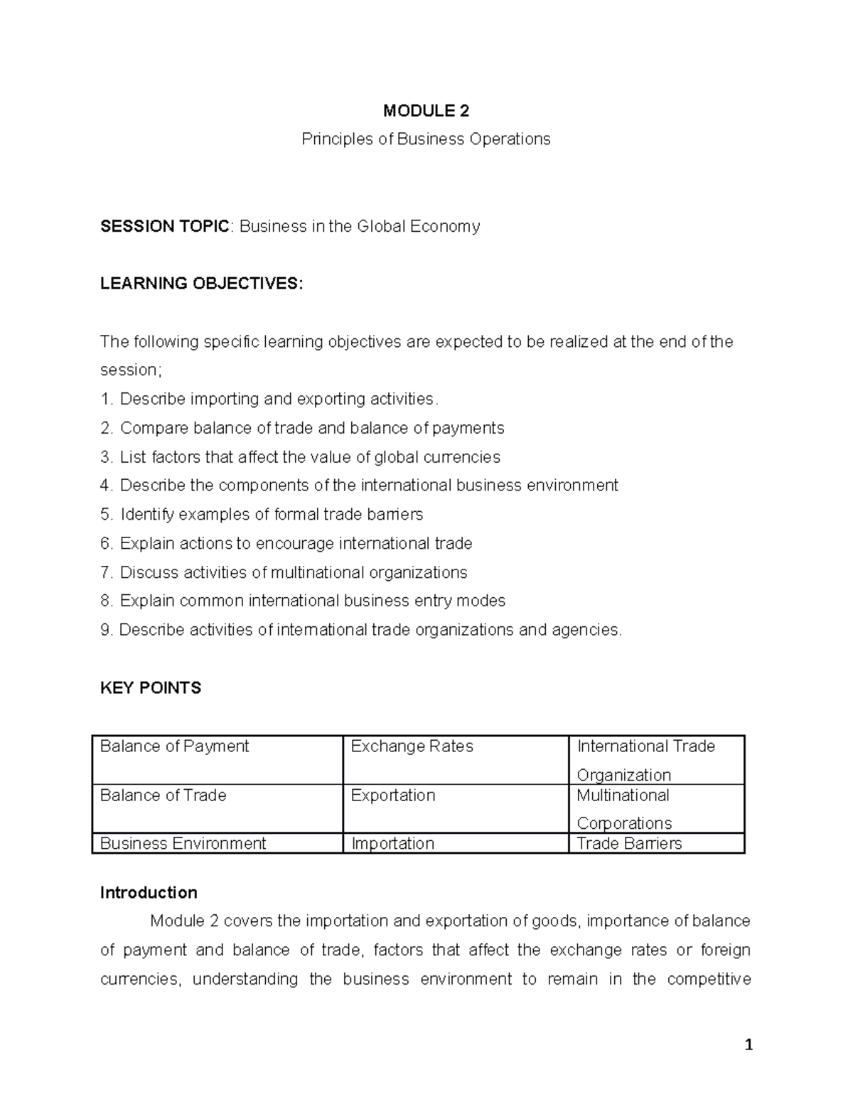 Lecture Notes - Principles OF Business Operations - Business IN THE ...