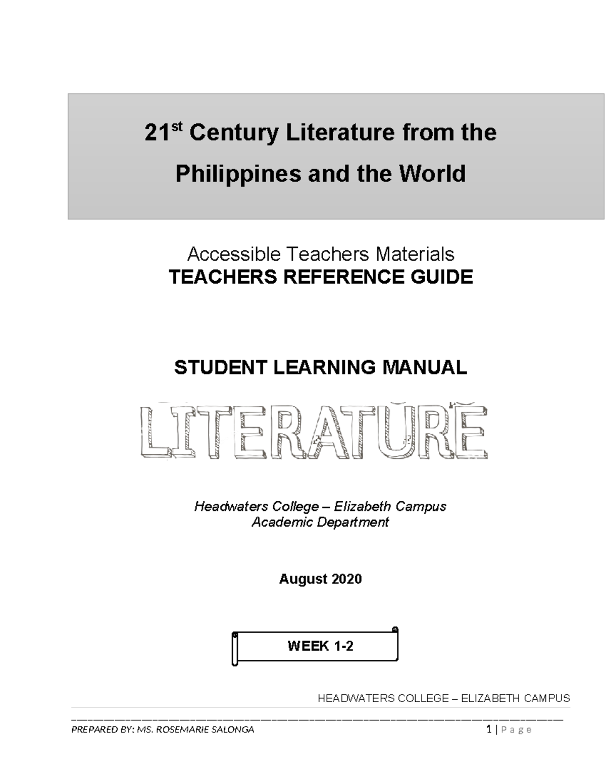 Module 3 - 21 st Century Literature from the Philippines and the World Accessible Teachers ...