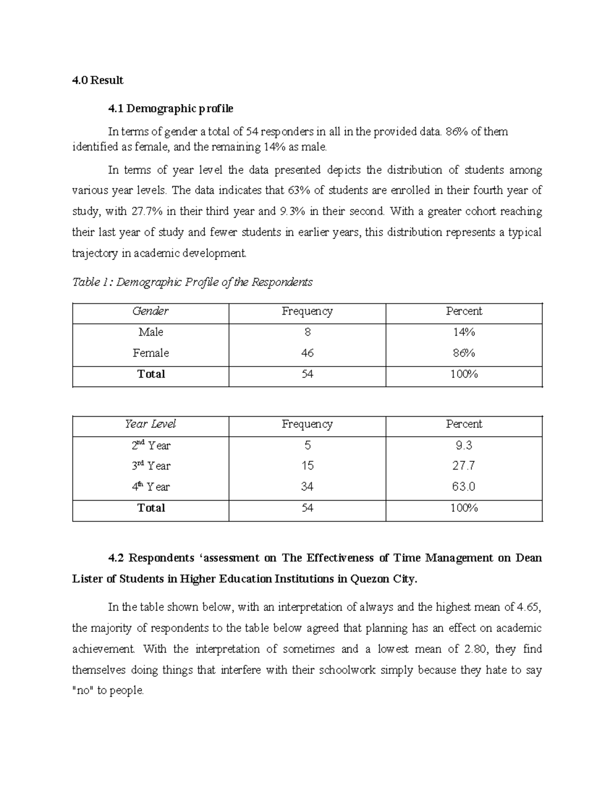 Chap-4-RESH-bsmarine - 4 Result 4 Demographic profile In terms of ...