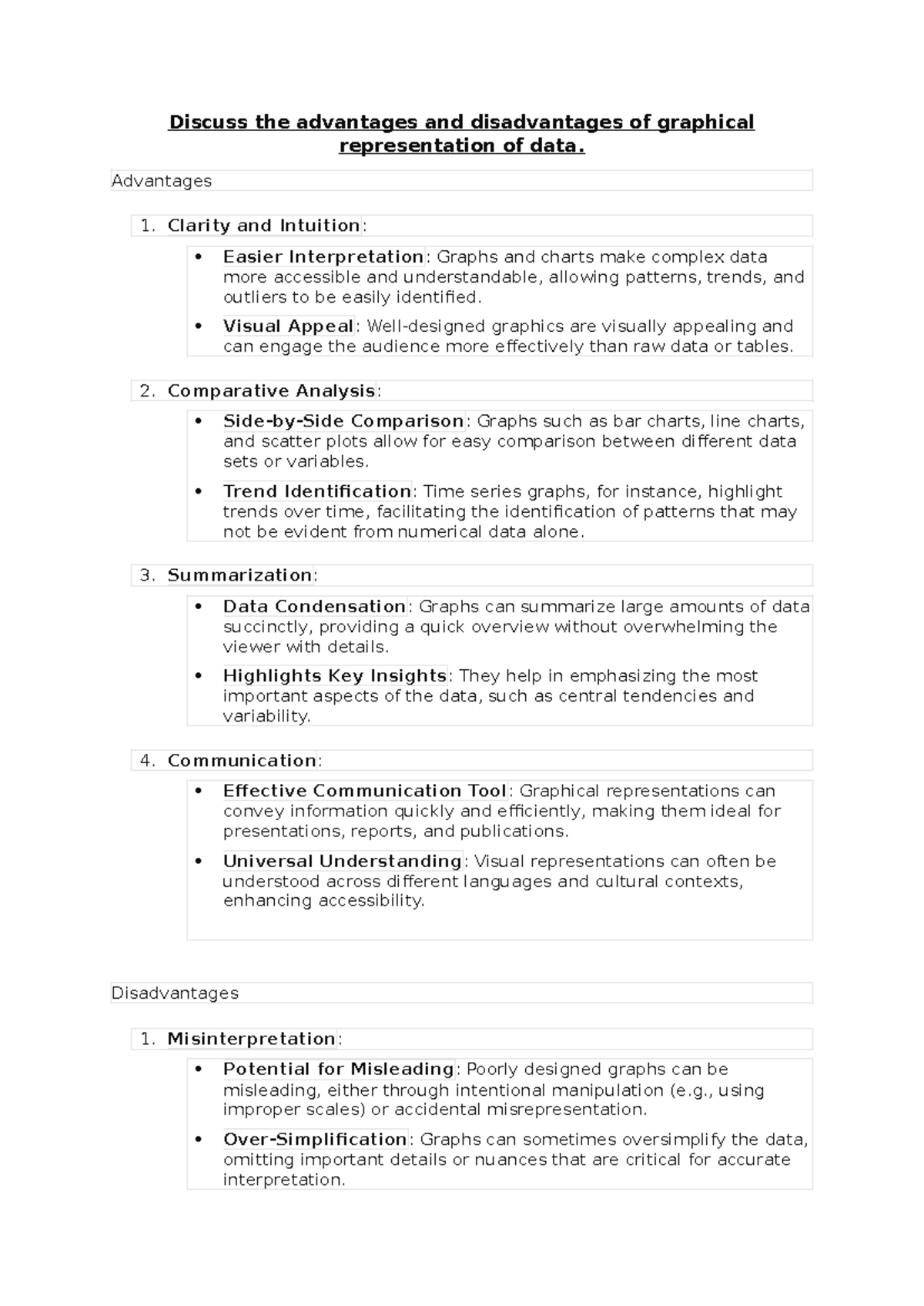 important questions - Discuss the advantages and disadvantages of ...