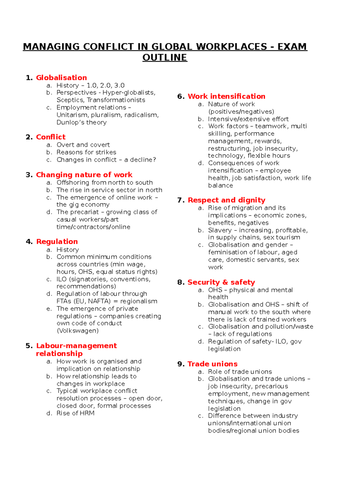 Managing Conflict in Global Workplaces Notes - IBUS30003 - Unimelb ...