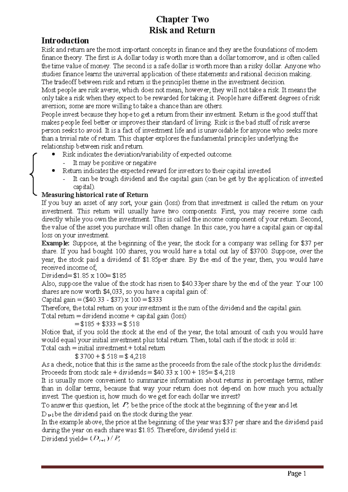Investement Analysis and Portfolio Management Chapter 2 - Chapter Two ...