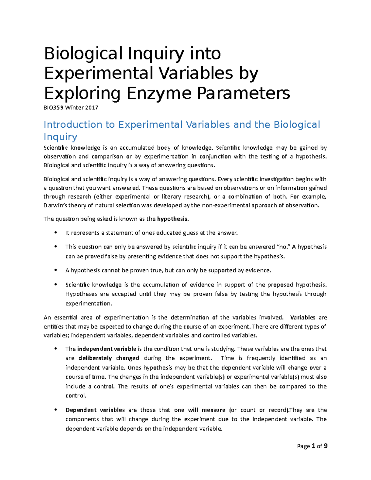 BIO359 - Lab 4 - Enzyme Assay - Alkaline Phosphatase - Procedure ...