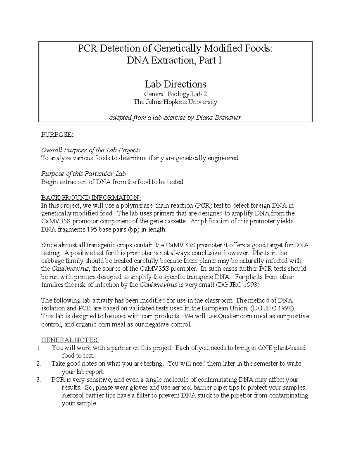 GMFoods-DNA extr 2018 - PCR Detection of Genetically Modified Foods ...