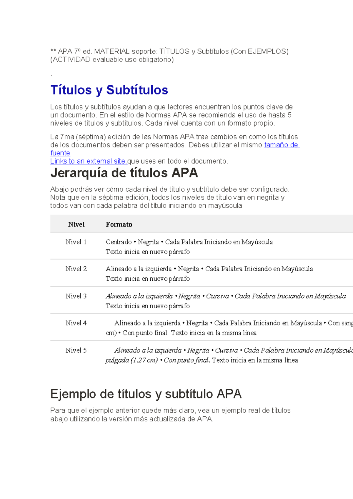APA 7º titulos - normas apa - ** APA 7º ed. MATERIAL soporte: TÍTULOS y ...