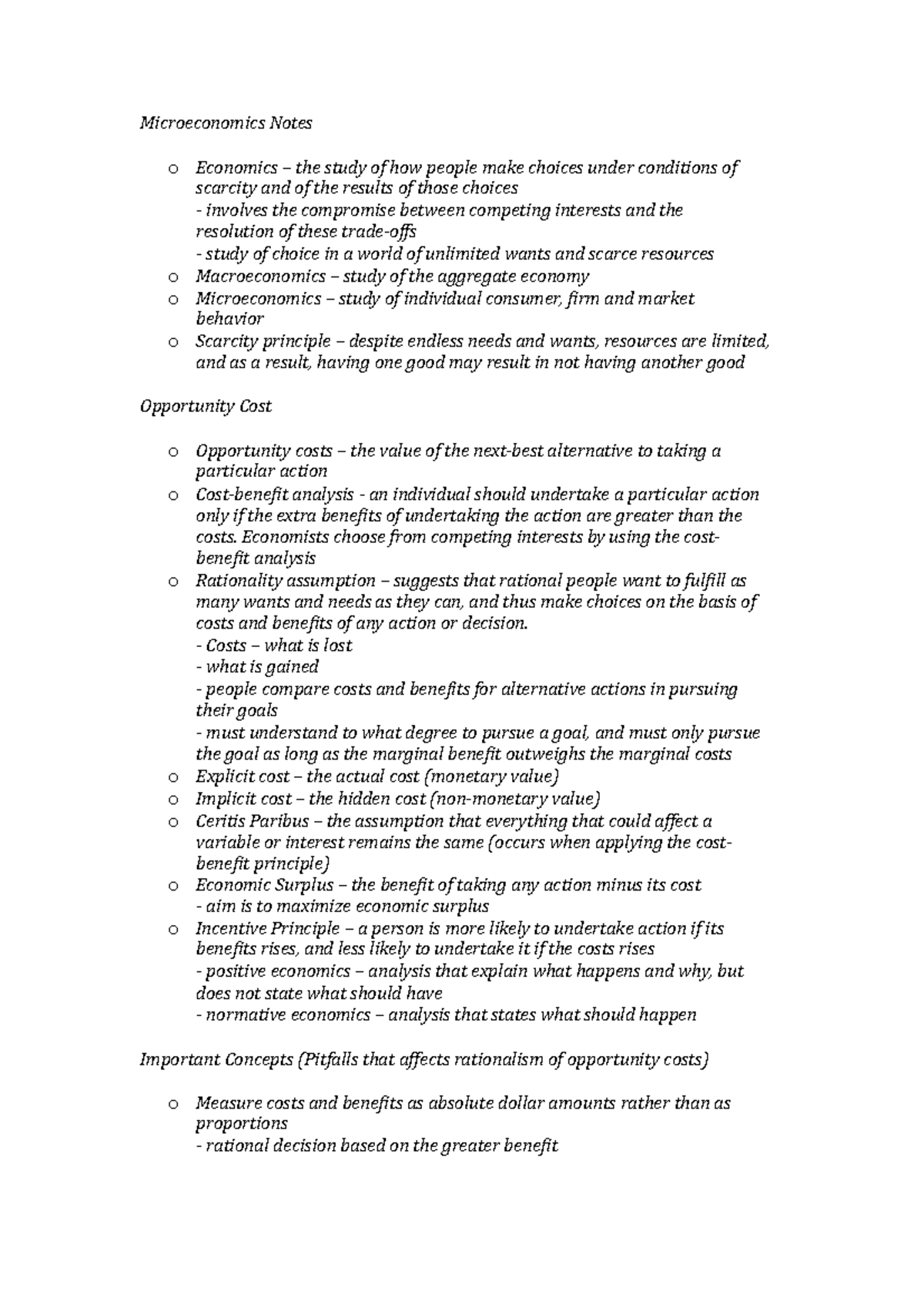 Summary book principles of microeconomics microeconomics notes ...