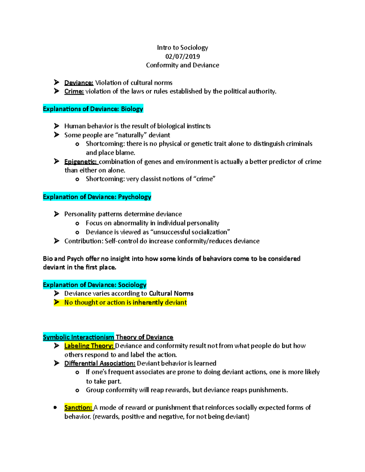 6 Intro to Sociology Notes 02-07-2019 - Intro to Sociology 02/07 ...