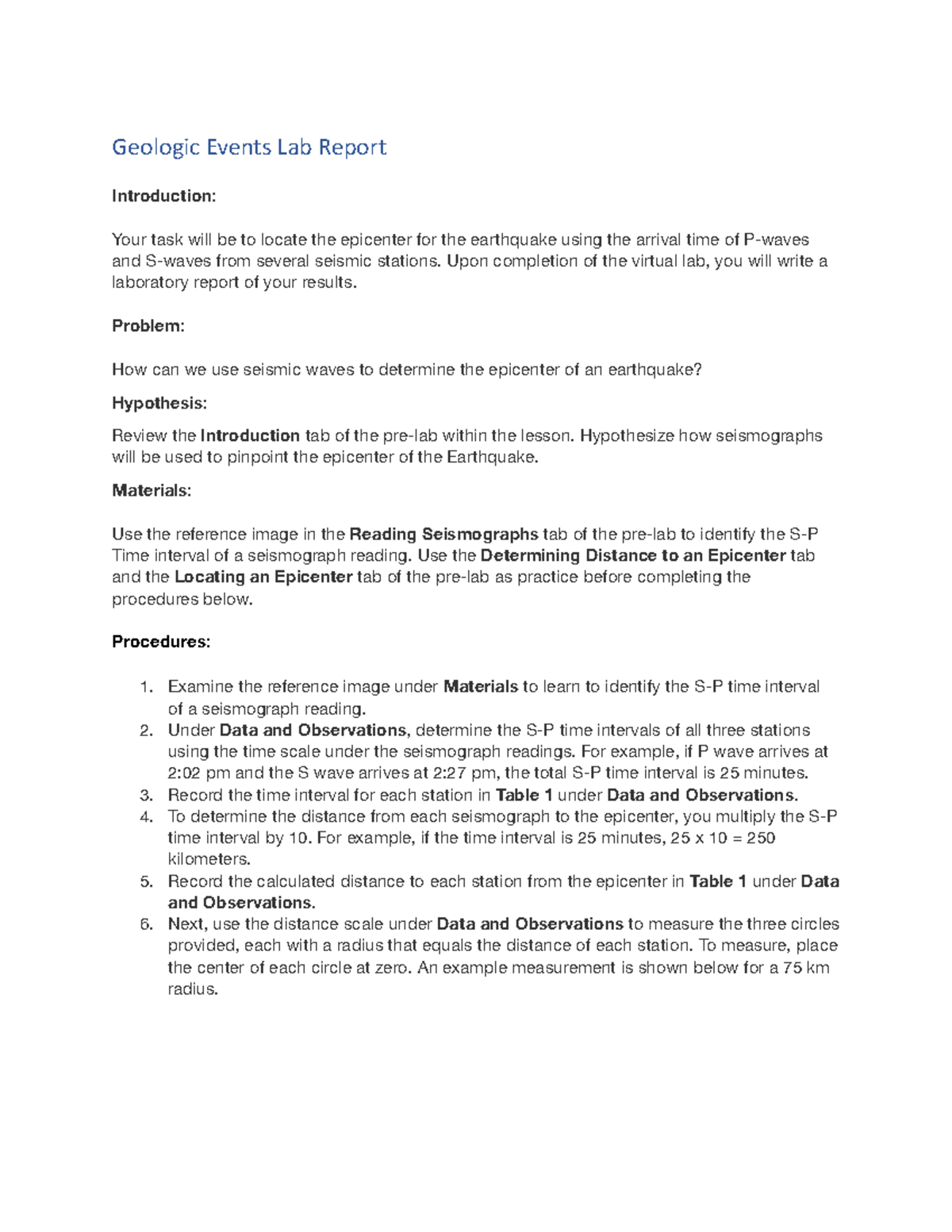 Geologic events lab report - Geologic Events Lab Report Introduction ...