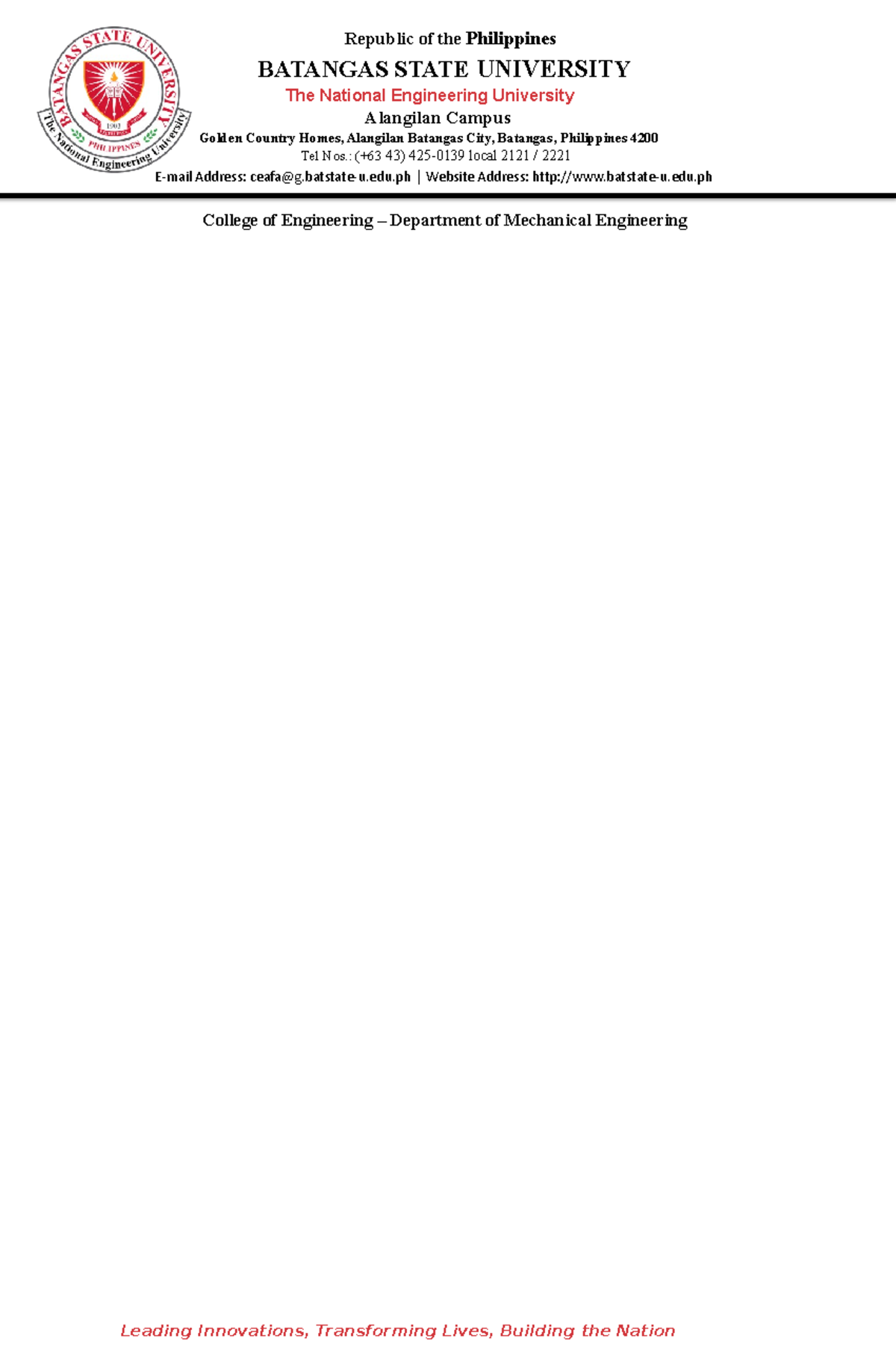 Template - v5g2v5yv2 - BATANGAS STATE UNIVERSITY The National Engineering University Alangilan ...