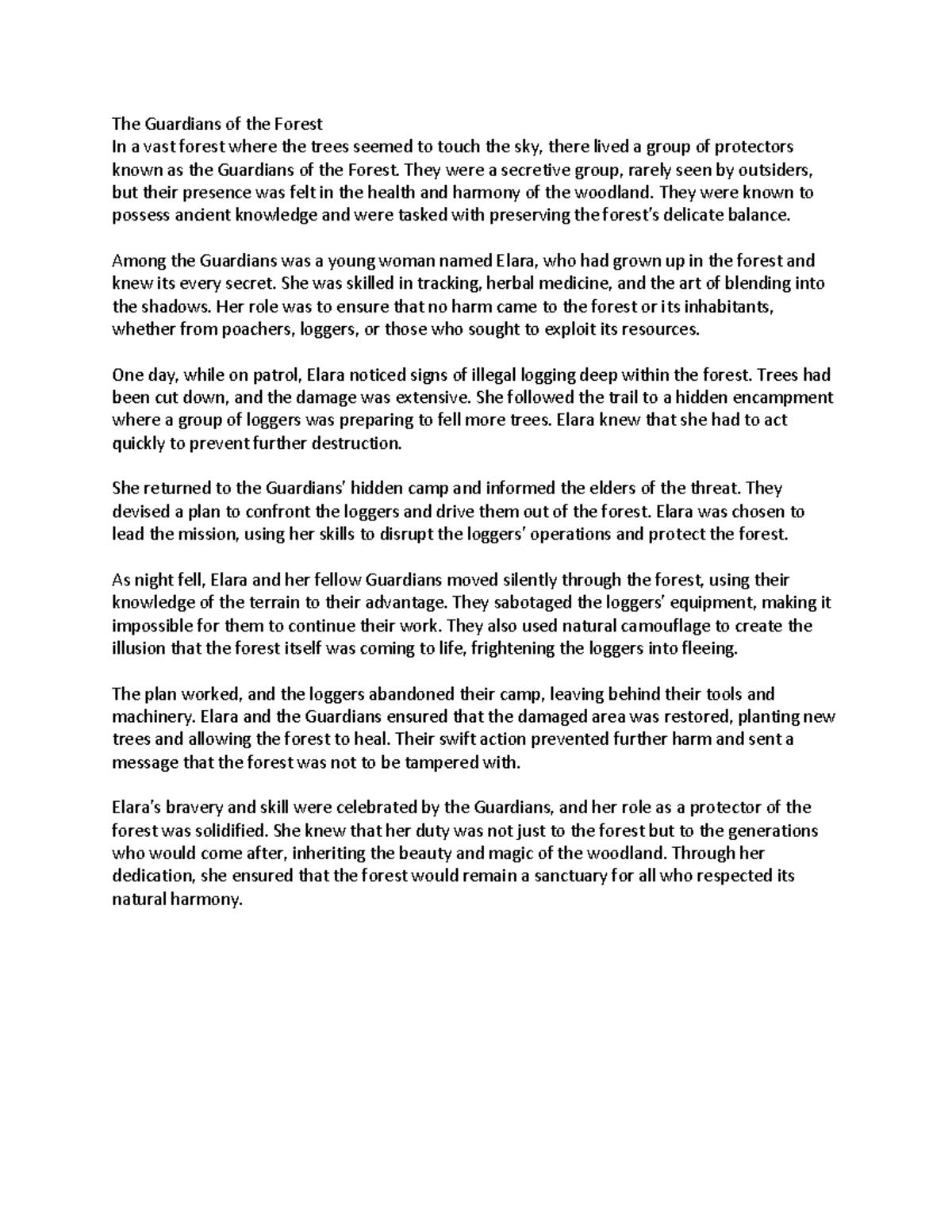 Stories for accounting-14 - The Guardians of the Forest In a vast ...