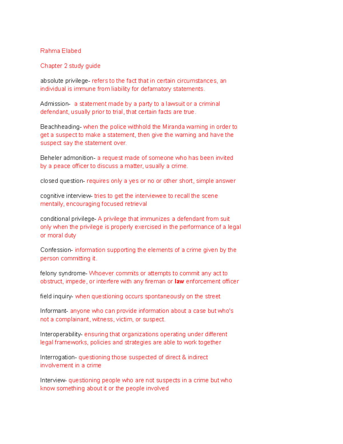 Chapter 2 study guide - Rahma Elabed Chapter 2 study guide absolute ...