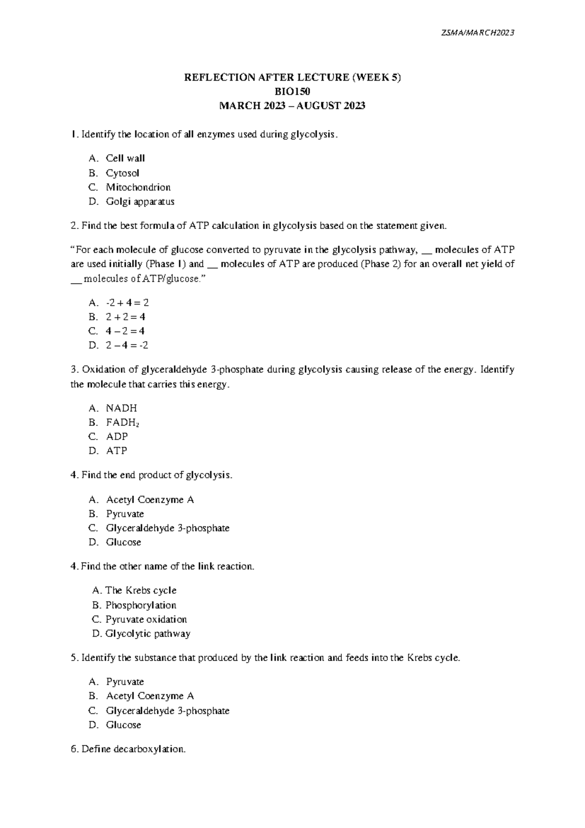 Q WEEK 5 Reflection After Lecture (2) 240424 113500 - ZSMA/MARCH ...