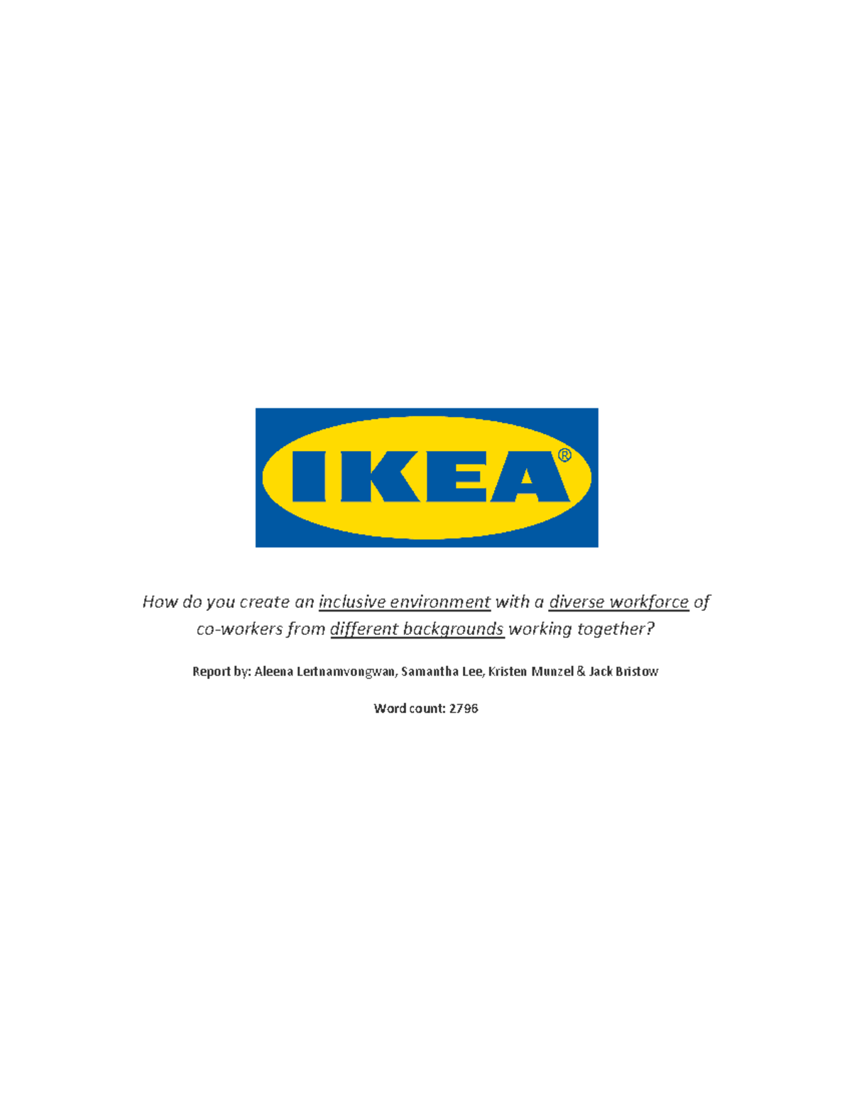 IKEA Final Report - How do you create an inclusive environment with a ...